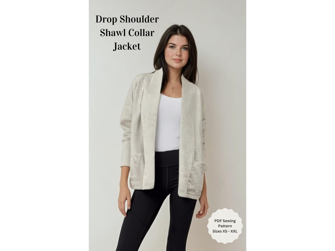 Drop Shoulder Jacket PDF Sewing Pattern Shawl Collar Linen Jacket ...