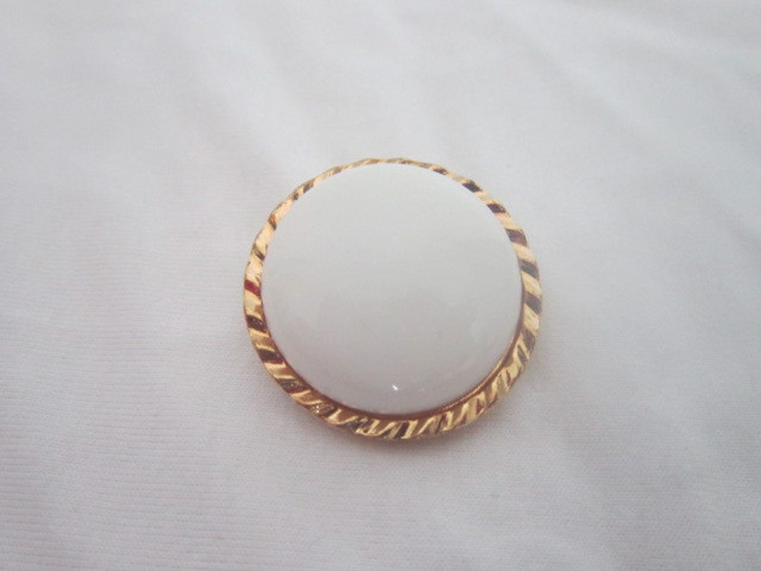 1 7/8 White & Gold Button Plastic/metal Sewing Buttons Pack of 8 Shank ...