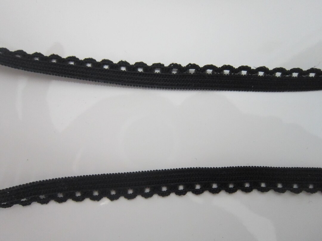 3/8" Woven Elastic 10 Yards 10mm Wide Black Scalloped Edge Elastic ...
