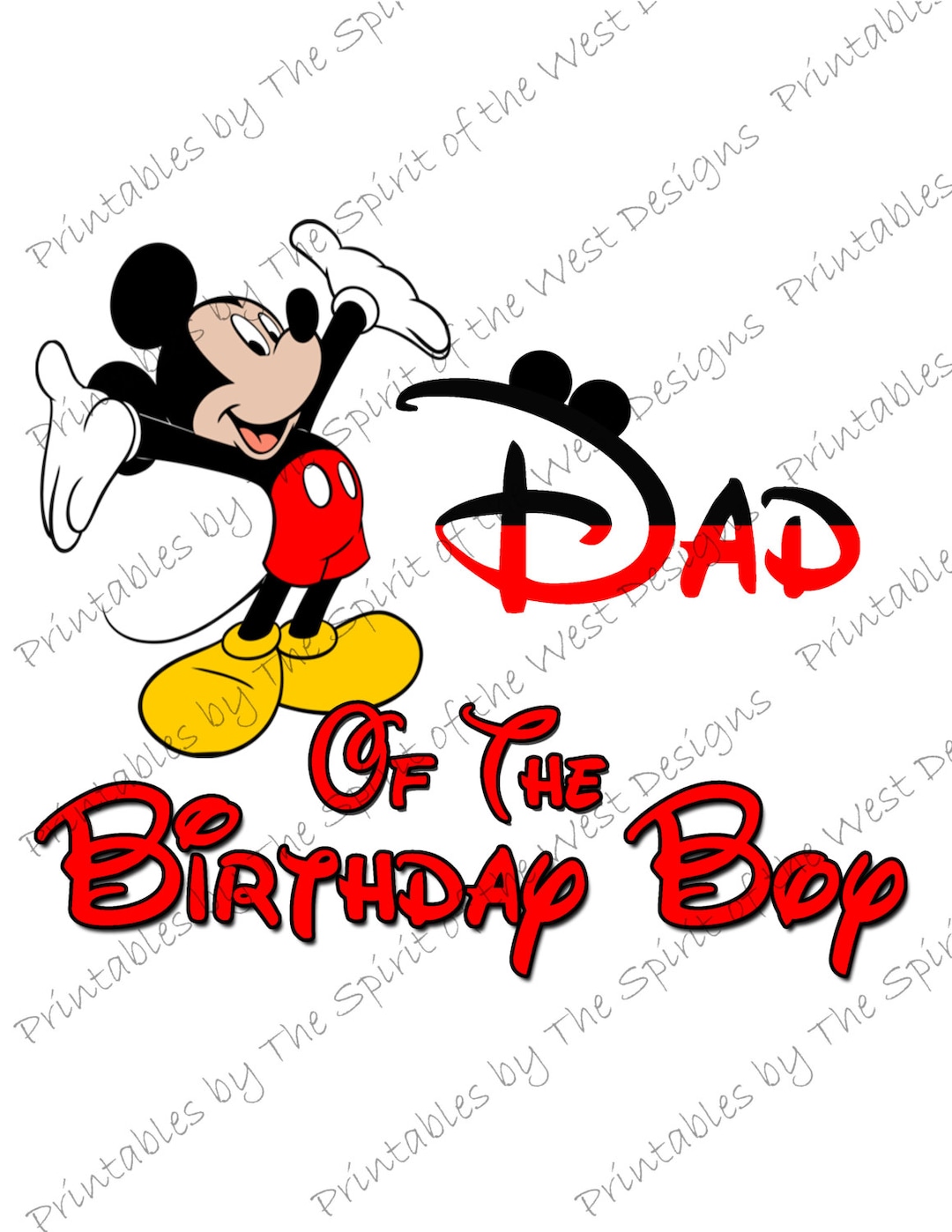Dad of the Birthday Boy Mickey Mouse Iron on IMAGE Mouse Ears Printable ...
