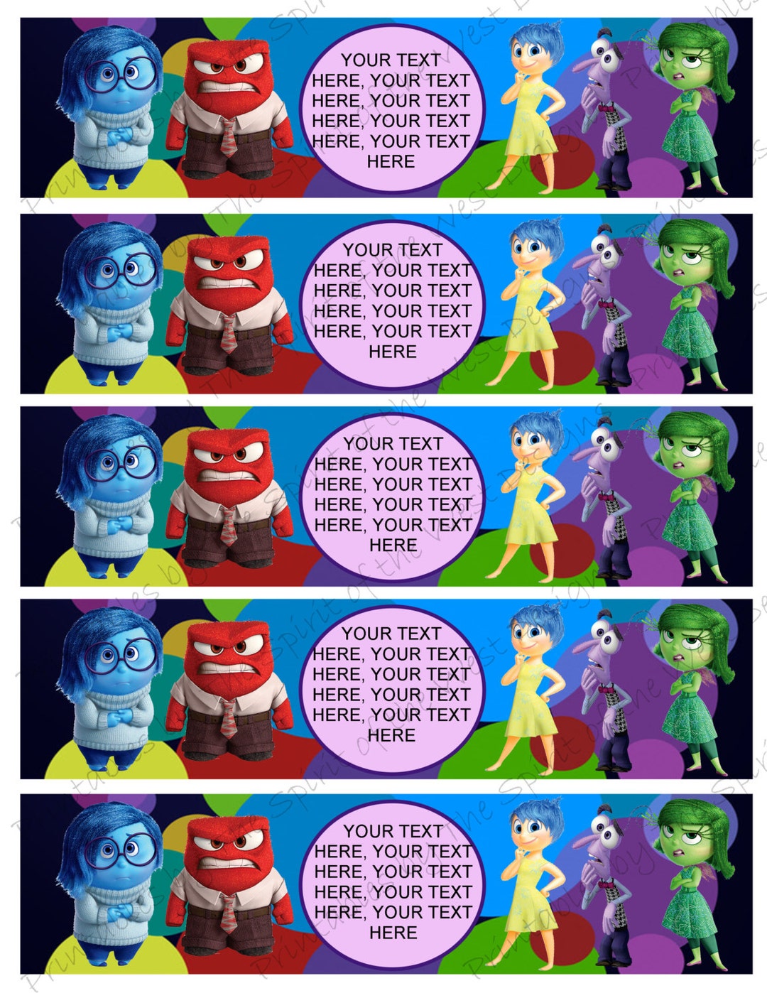 Inside Out Editable PDF Water Bottle Labels Birthday Party Name Tags ...