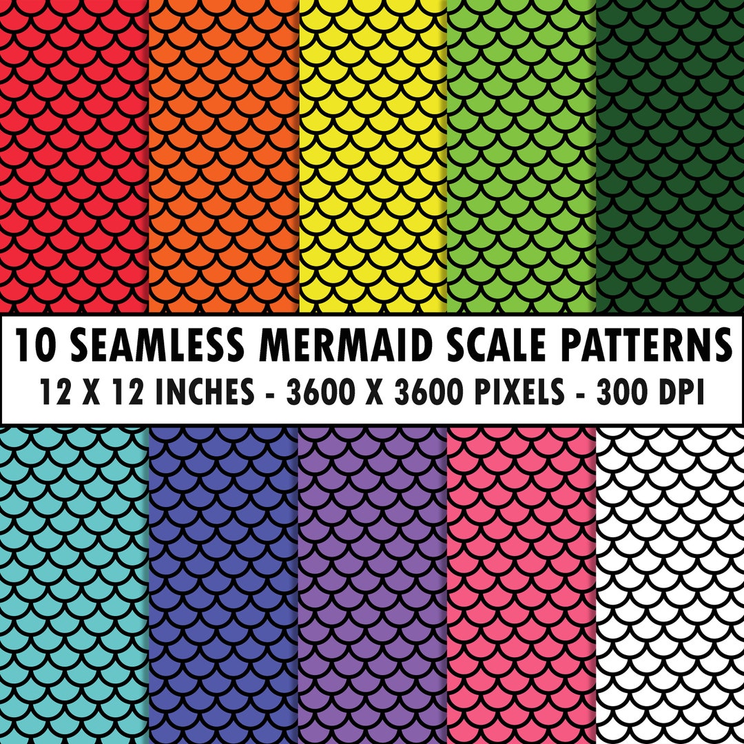 Seamless Mermaid Reptile Dragon Scale Patterns | Rainbow Colors ...