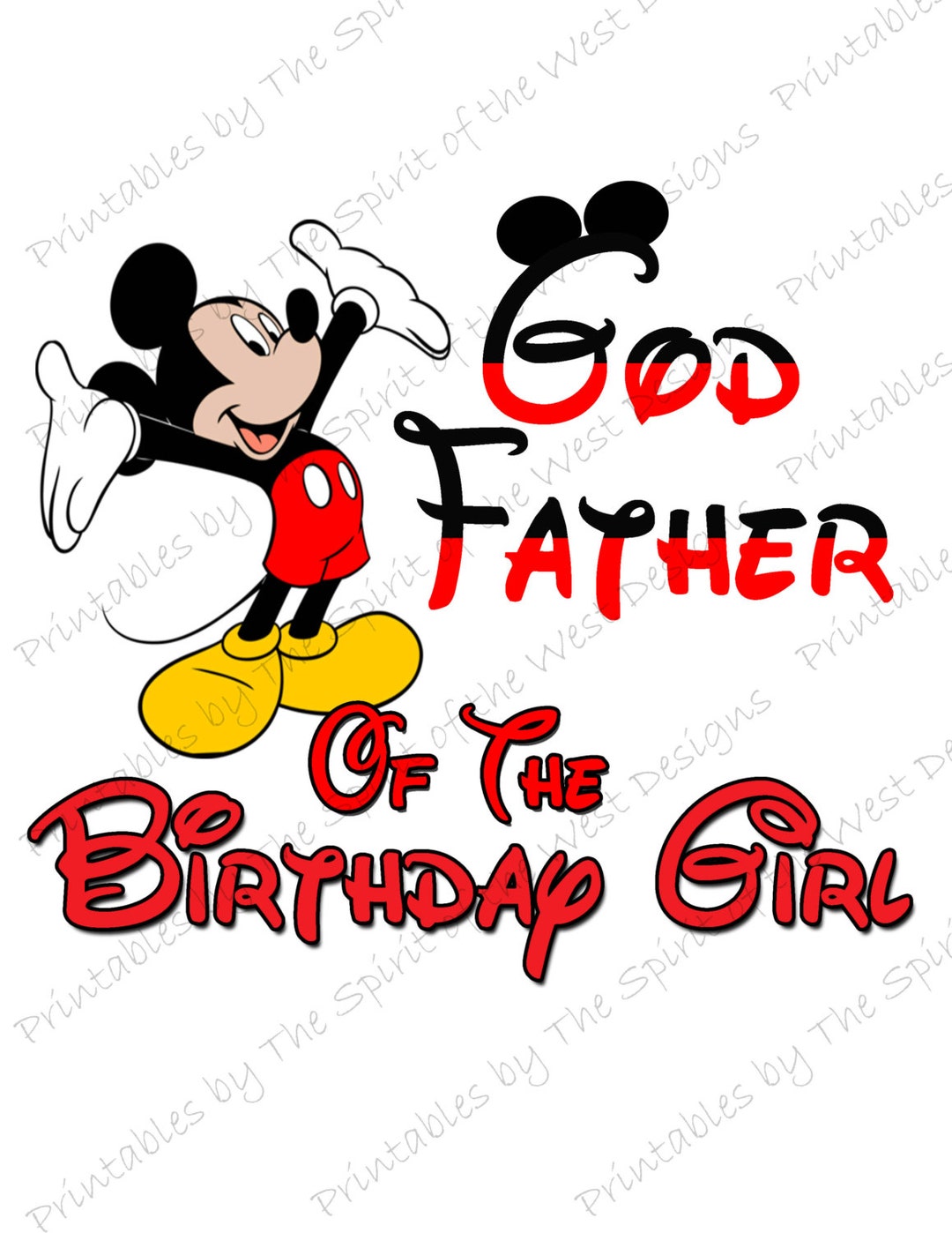 Godfather of the Birthday Girl Mickey Mouse Iron on IMAGE Mouse Ears ...