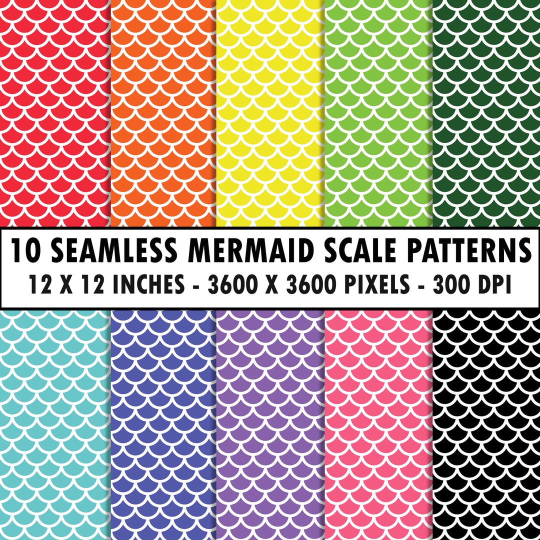 Seamless Mermaid Dragon Reptile Scale Patterns | Rainbow Colors ...