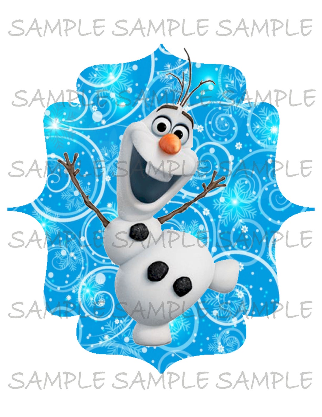 Olaf Frozen on Blue Snowy Background | IMAGE Printable Use as Iron on T ...