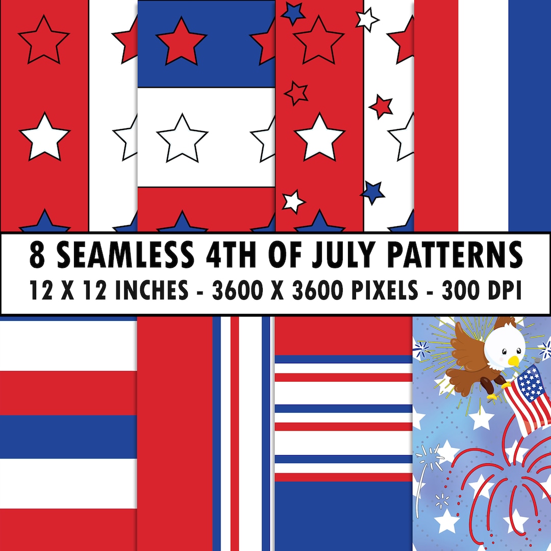 Fourth of July Independence Day Patterns | Patriotic USA Flag Stars ...