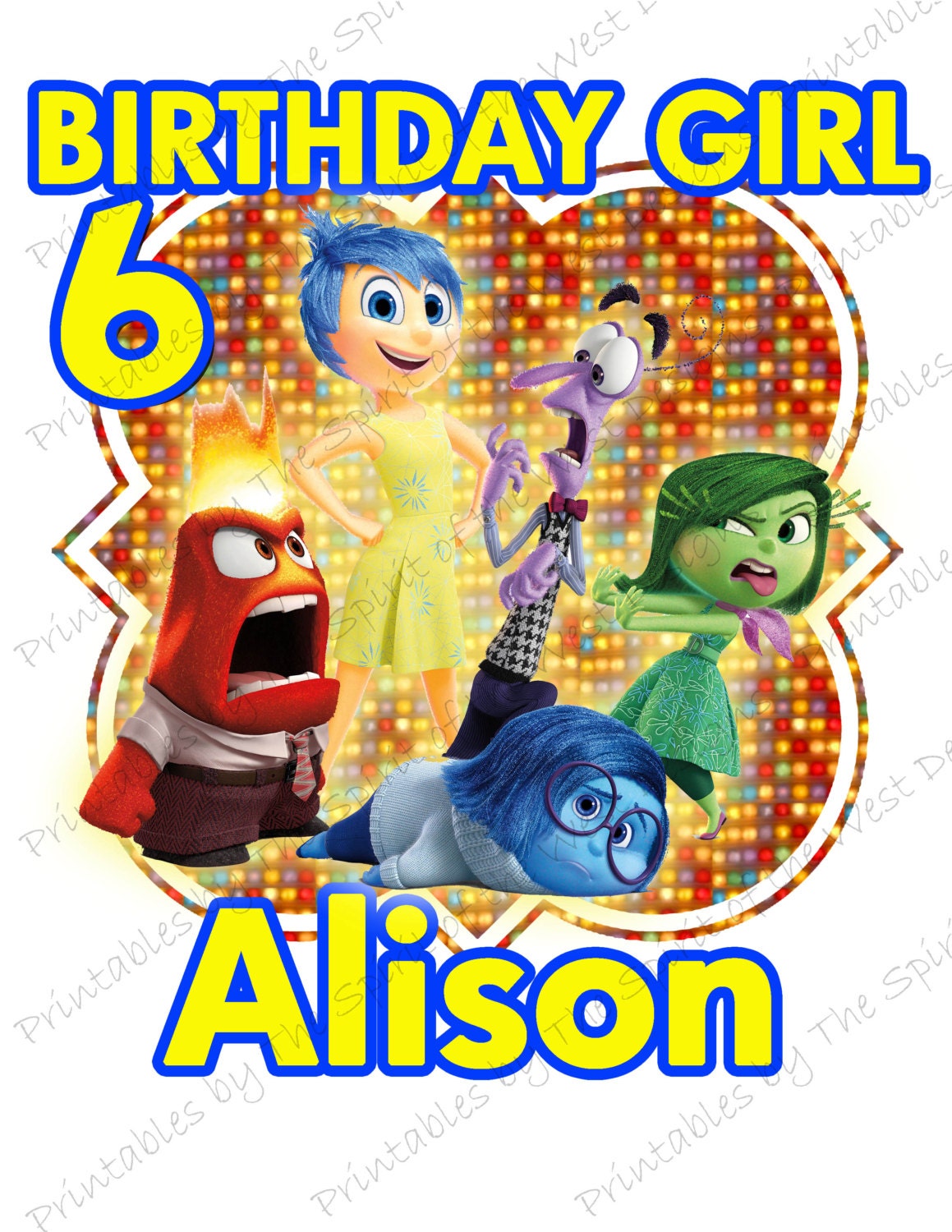 Customized Birthday Girl Inside Out Iron on IMAGE Printable | Etsy