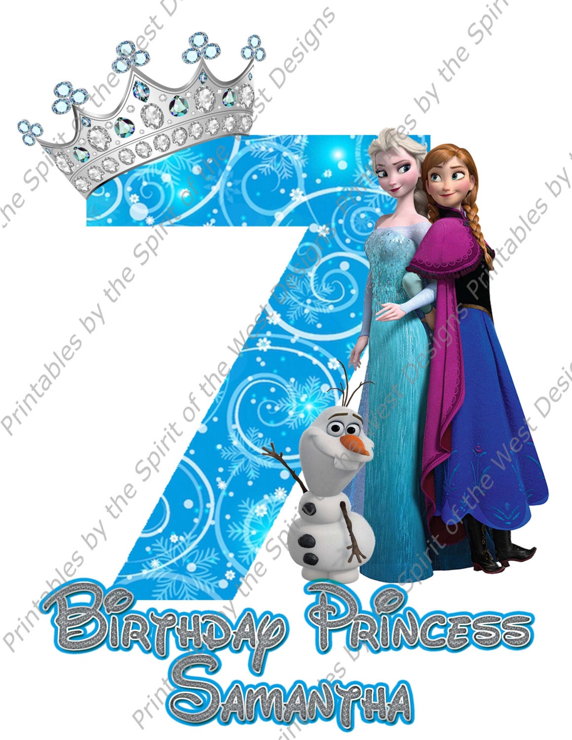 Seventh Birthday Girl Frozen IMAGE | Leave Name Files Emailed | Use as ...