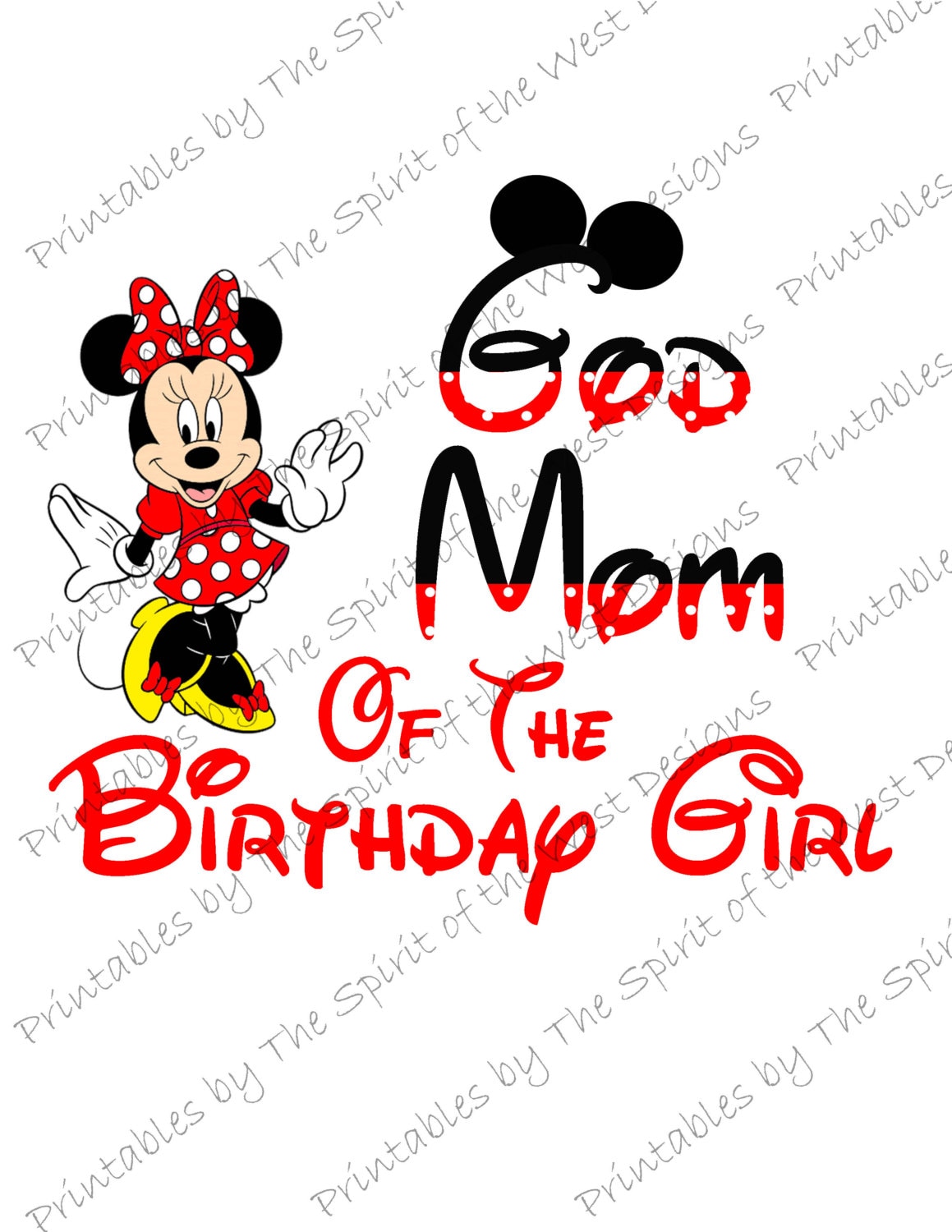 God Mom of the Birthday Girl Minnie Mouse Iron on IMAGE Mouse - Etsy