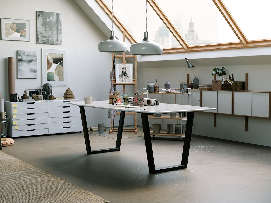 Table Legs, With Double Connecting Bar, Trapeizodal Shape TRIN2B8040 - Etsy