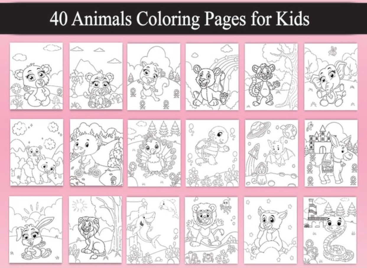 Animal Coloring Pages 40 Printable Animal Coloring Pages for - Etsy