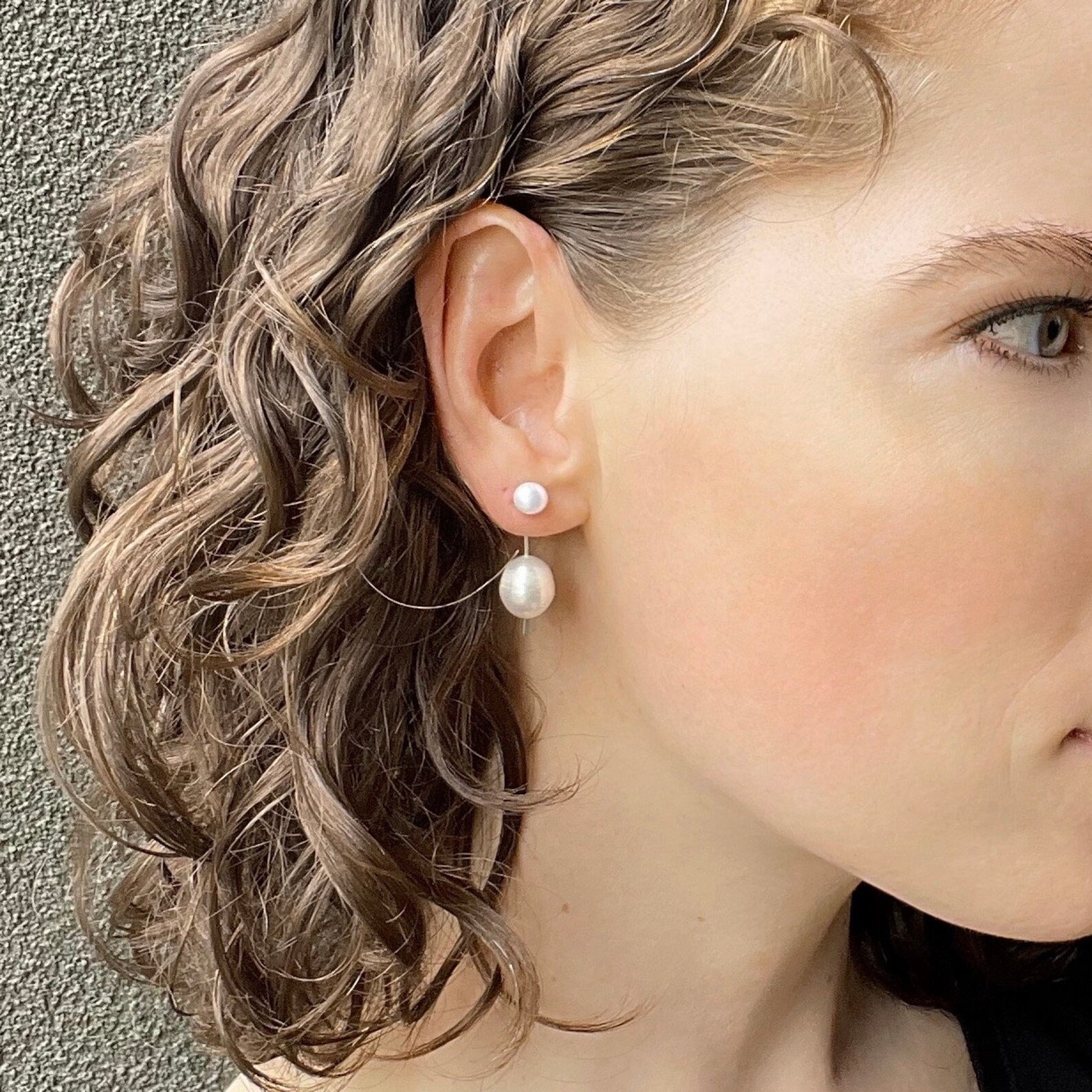 Pearl Ear Jacket Earring Pearl Studs With Ear Pearl Ear - Etsy