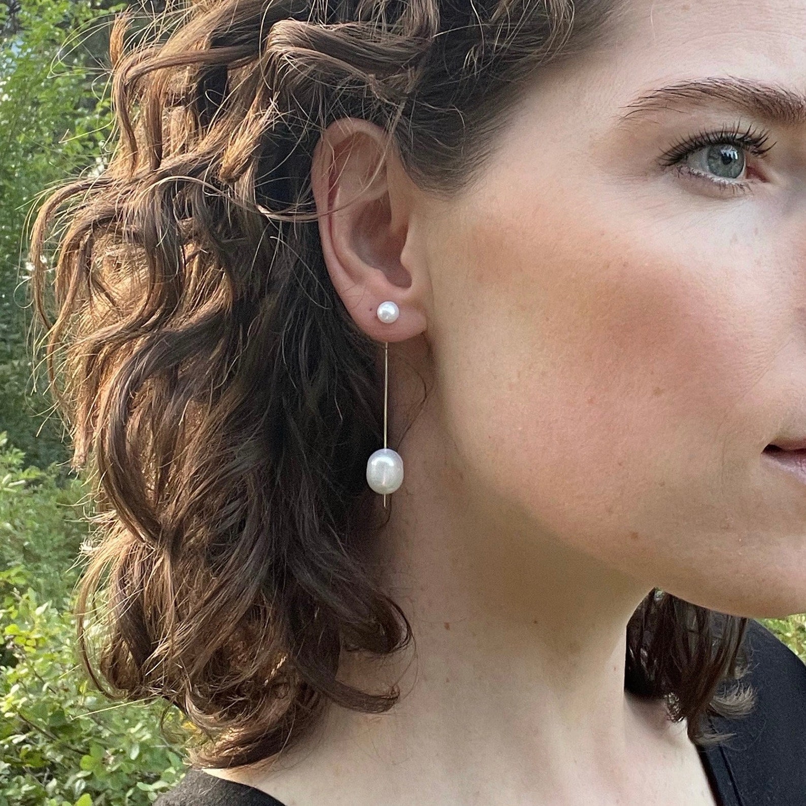 Pearl Ear Jacket Earring Pearl Studs With Ear Pearl Ear - Etsy