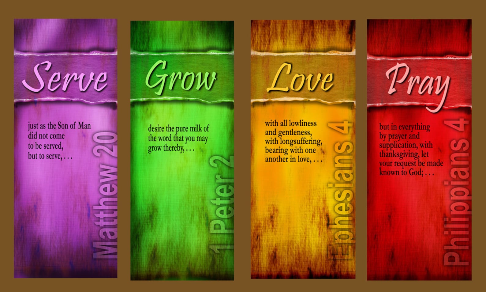 Serve / Grow / Love / Pray / Set of 4 Banners (G617-4) - Etsy