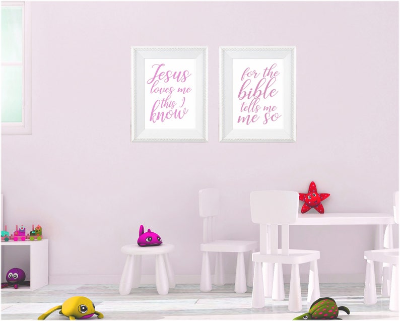 Girls Nursery Prints, Wall Decor, Minimalist Christian Art, Pink ...