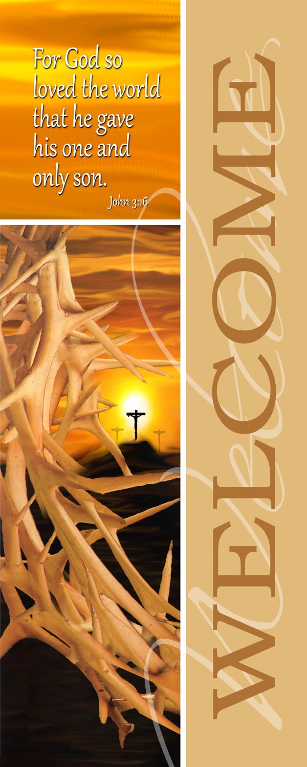 For God so Loved the World / Welcome Church Banner (G2315-3) - Etsy