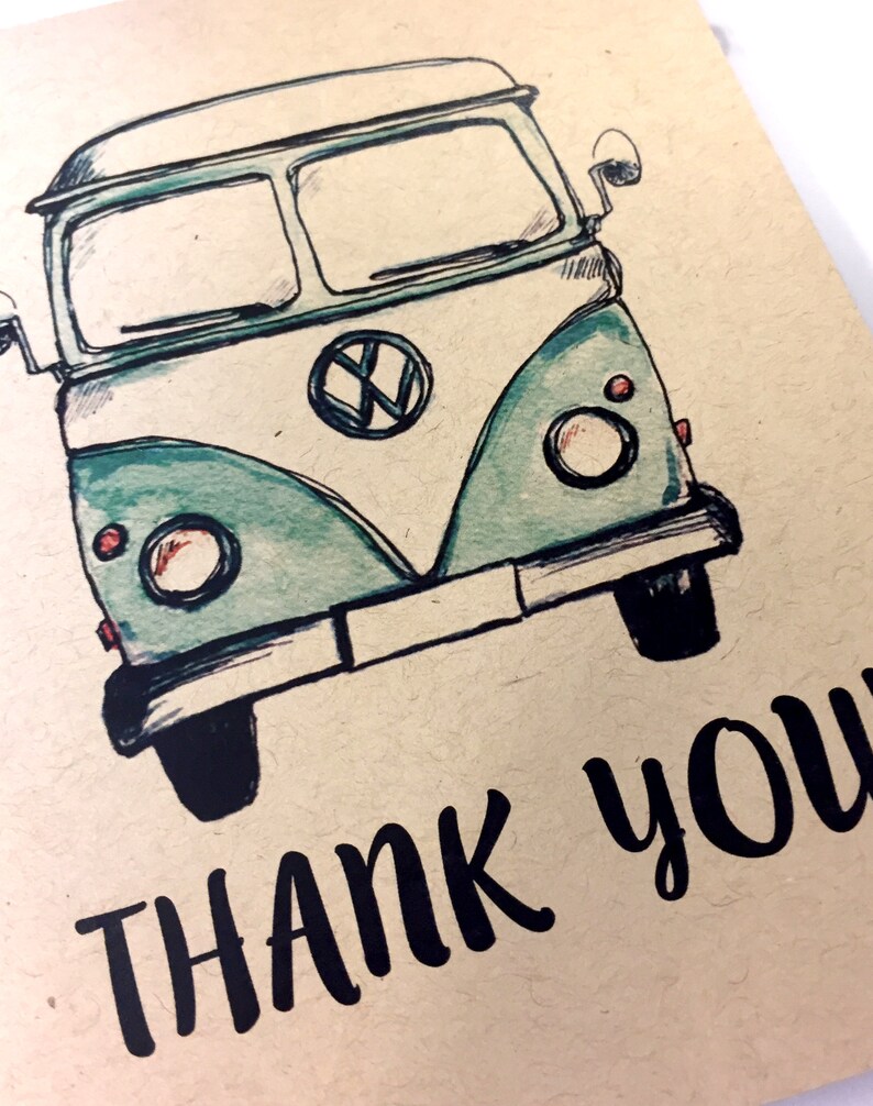 Mint VW Van Card Volkswagen THANK YOU | Etsy
