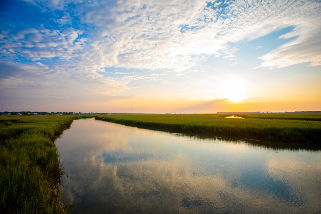 Low County Morning Sunrise Marsh Grass Salt Marsh Print Canvas Wall Art ...