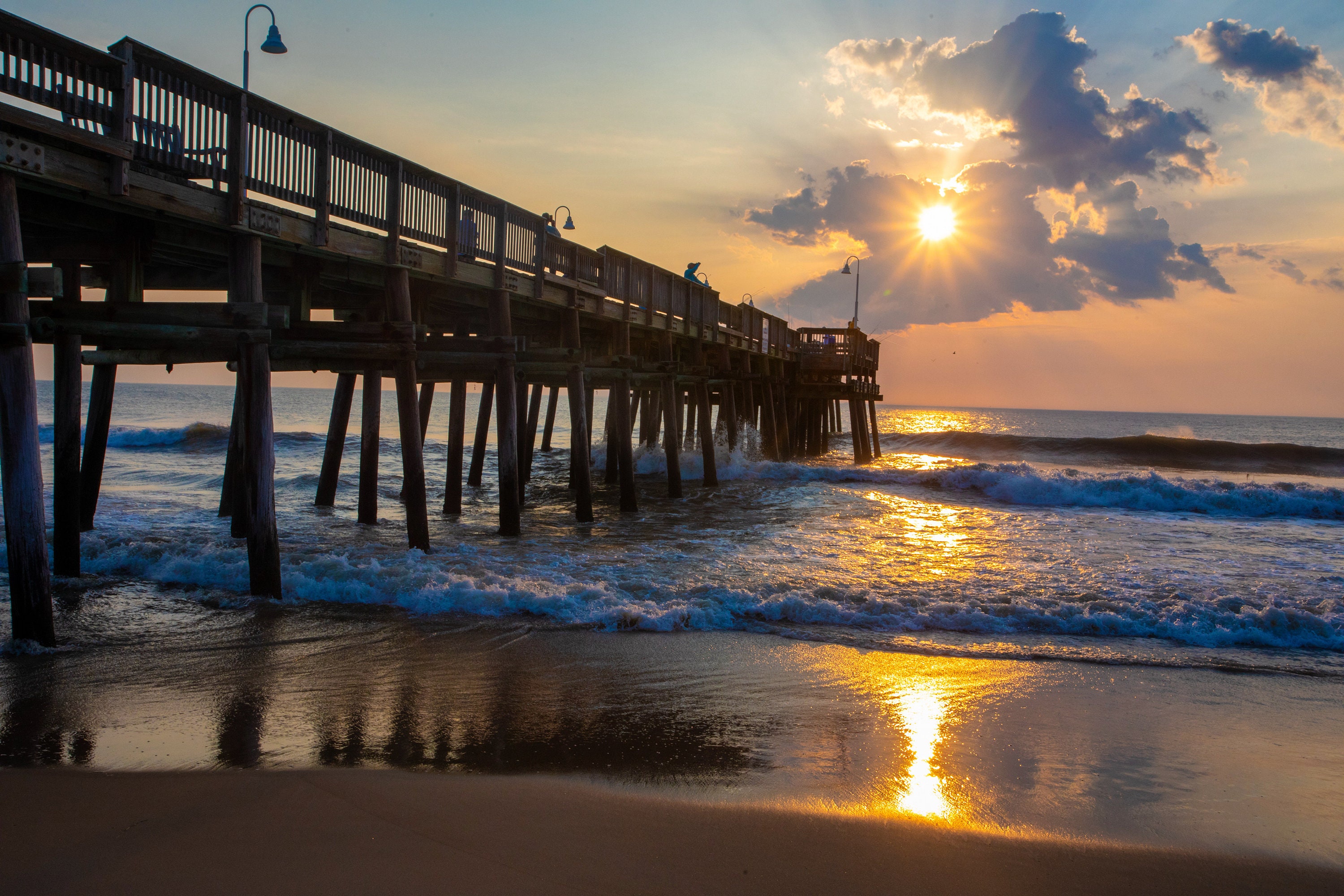 Sandbridge Fishing Pier Sunrise Virginia Beach Dawn Atlantic Ocean ...