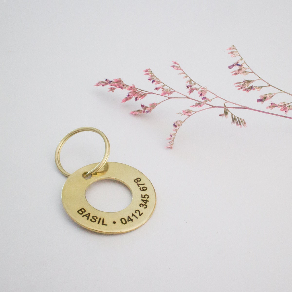 Personalized Brass Ring Dog ID Tag // Stamped Dog Tag Custom | Etsy