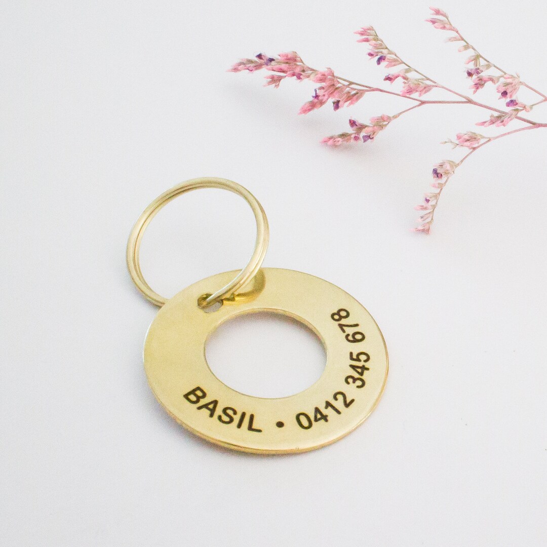 Personalized Brass Ring Dog ID Tag // Stamped Dog Tag - Custom Pet Tag ...