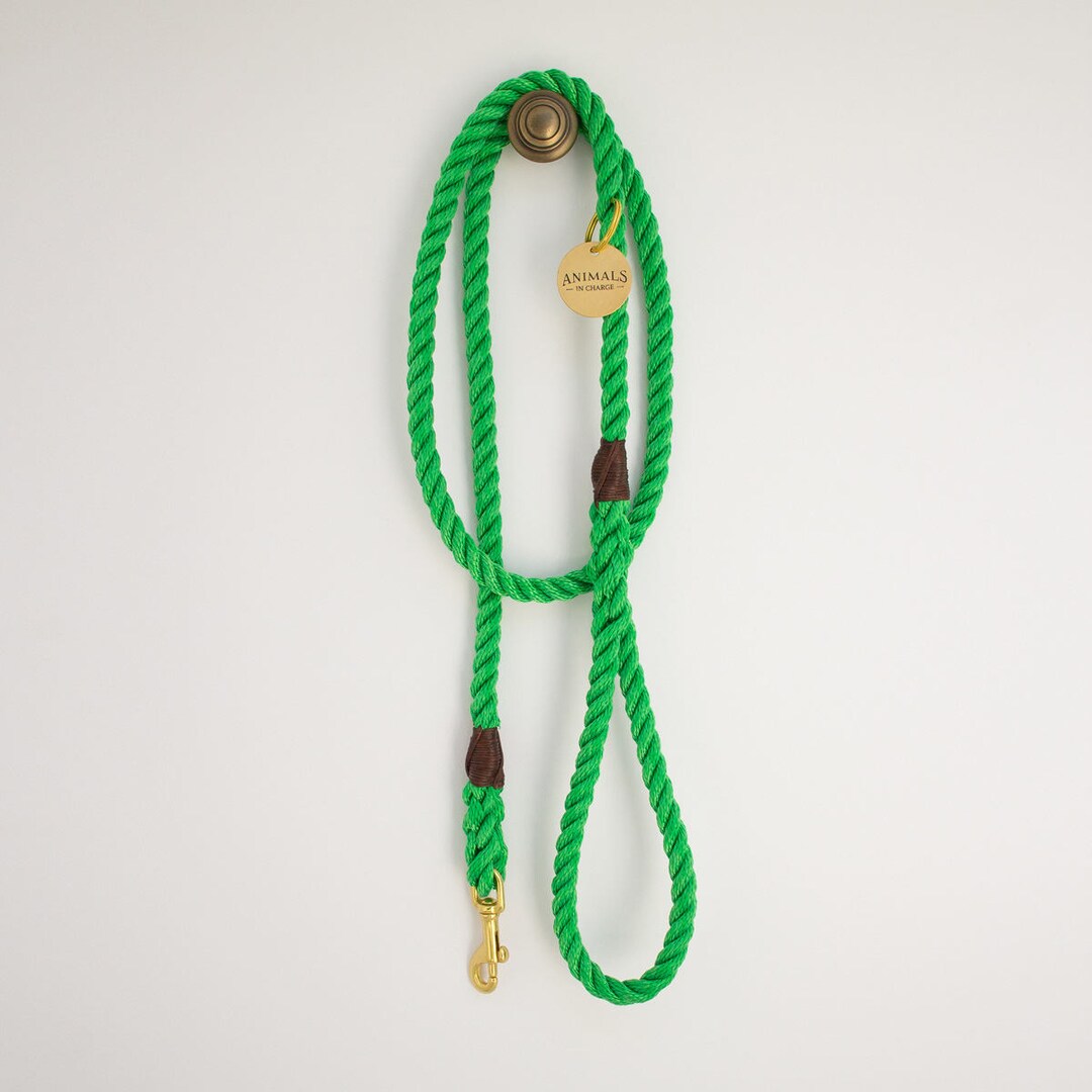 Leafy Green Rope Dog Leash // Rope Dog Lead Strong Dog Leash Brass Dog ...