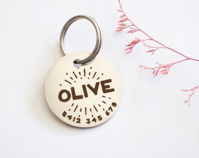 Personalized Vintage Dog Tag // Stamped Dog Tag Dog ID Tag | Etsy