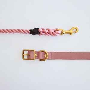 Rose Pink Rope Dog Leash // Rope Dog Lead - Strong Dog Leash - Brass ...