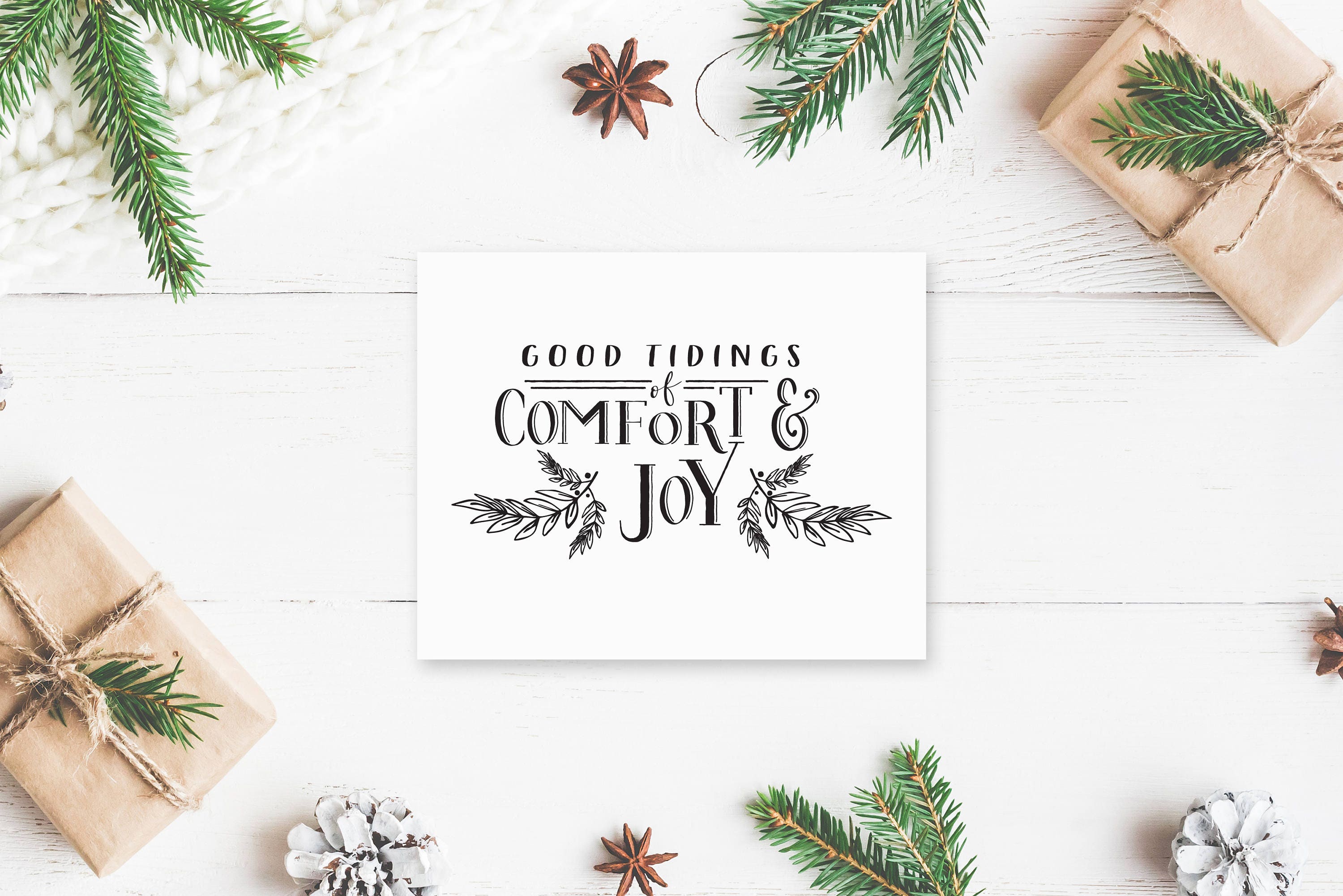 Good Tidings of Comfort & Joy Print, Christmas Art Print, Digital ...