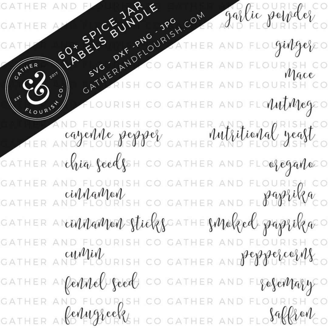 Spice Jar Labels SVG Bundle, Spice Labels SVG, Pantry Labels Cut Files ...