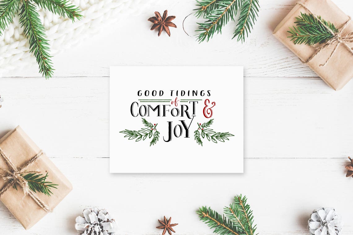 Good Tidings of Comfort & Joy Print COLOR, Christmas Art Print, Digital ...
