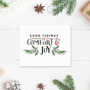 Good Tidings of Comfort & Joy Print COLOR, Christmas Art Print, Digital ...