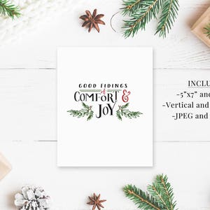 Good Tidings of Comfort & Joy Print COLOR, Christmas Art Print, Digital ...
