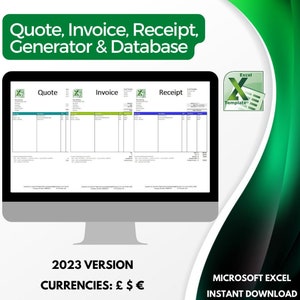 Microsoft Excel Spreadsheet Quote, Invoice, Receipt Generator and Database - Etsy