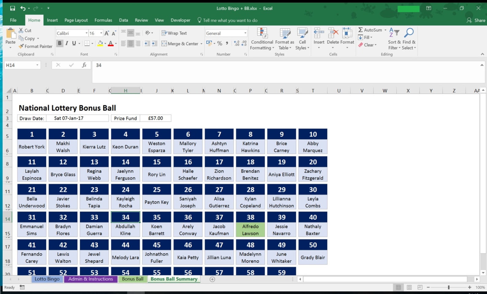 UK National Lottery, Lotto Bingo and Bonus Ball, Syndicate for Work ...