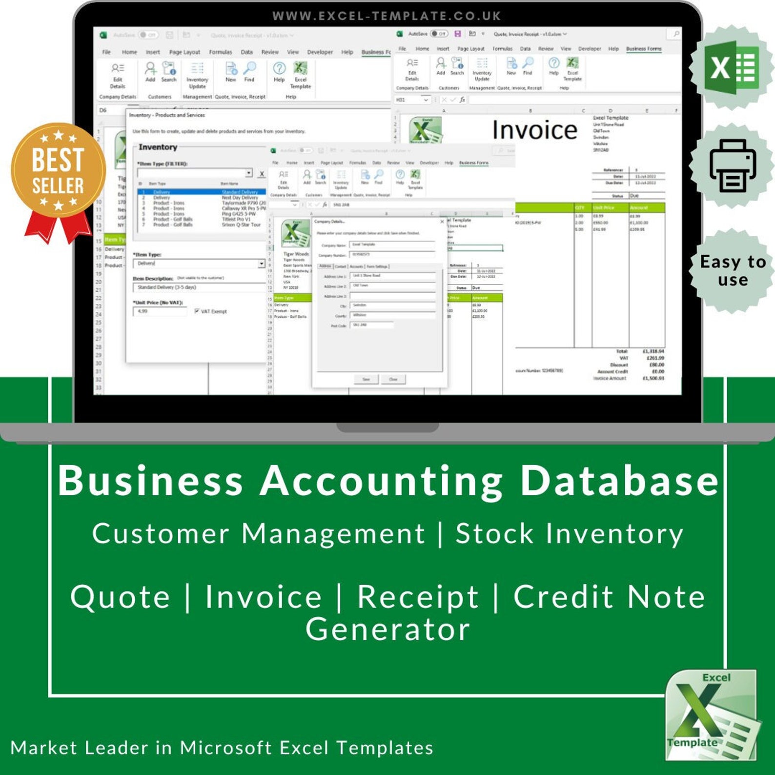 Microsoft Excel Spreadsheet Quote, Invoice, Receipt Generator and ...