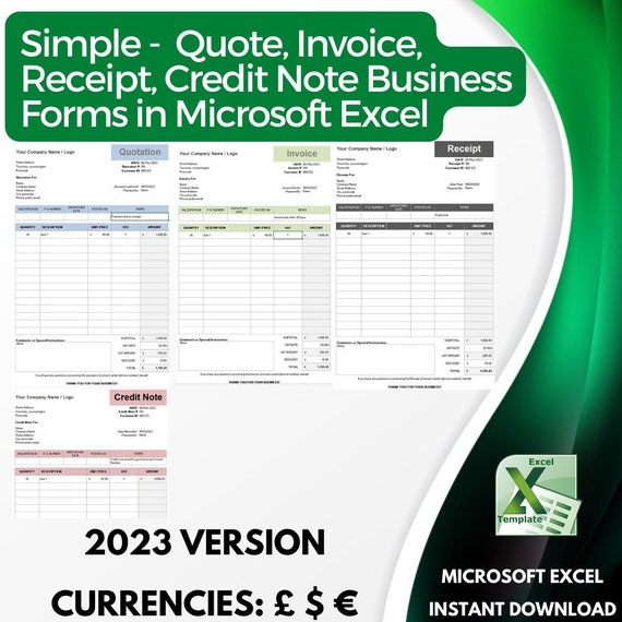 Credit Note Template Excel