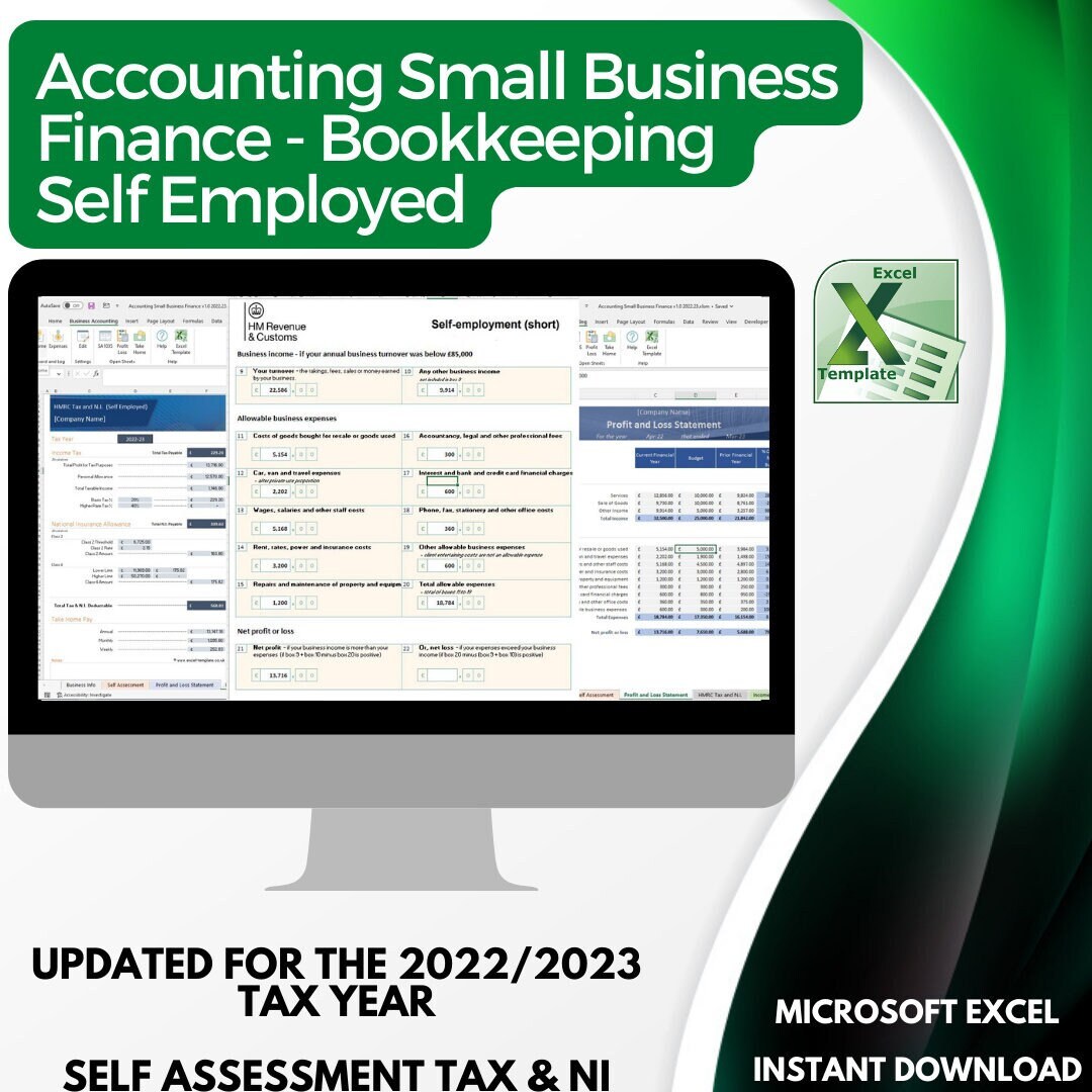 Accounting Small Business Finance Bookkeeping Self Employed Excel ...
