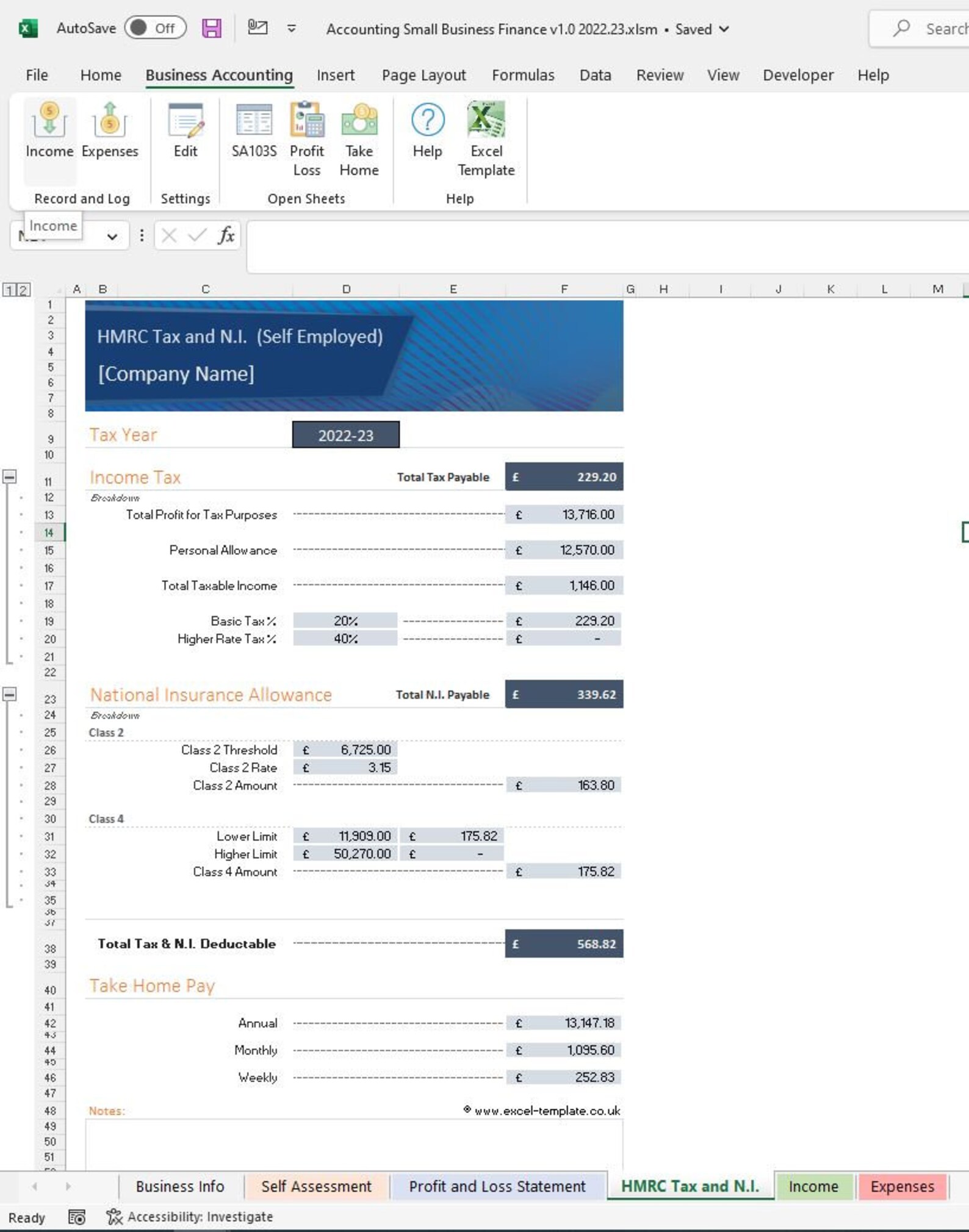 Accounting Small Business Finance Bookkeeping Self Employed Excel ...