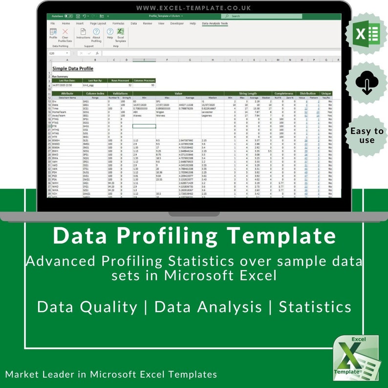 Simple Data Profiling Spreadsheet, Analysis, Data Quality, Stats ...