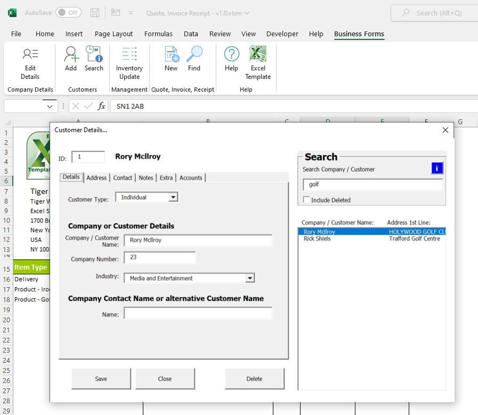 Microsoft Excel Spreadsheet Quote, Invoice, Receipt Generator and ...