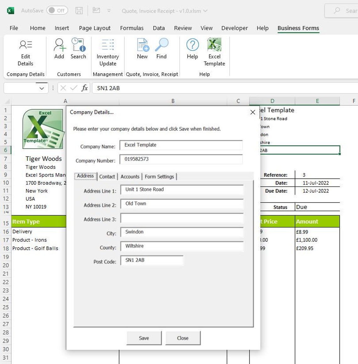 Microsoft Excel Spreadsheet Quote, Invoice, Receipt Generator and ...