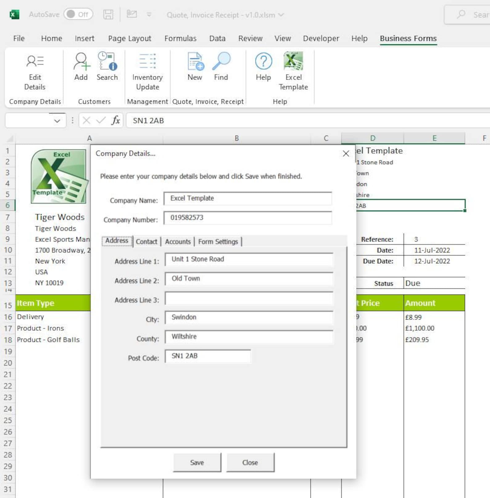 Microsoft Excel Spreadsheet Quote, Invoice, Receipt Generator and ...
