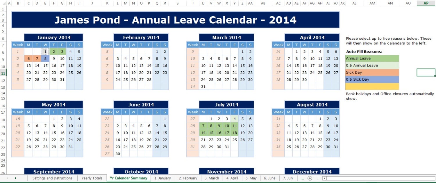 Employee, Staff Time Sheet and Calendar Reusable, Microsoft Excel ...