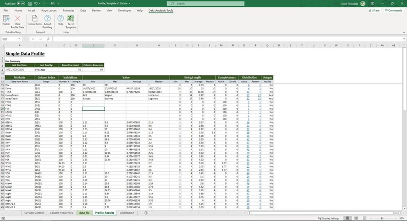 Simple Data Profiling Spreadsheet, Analysis, Data Quality, Stats ...