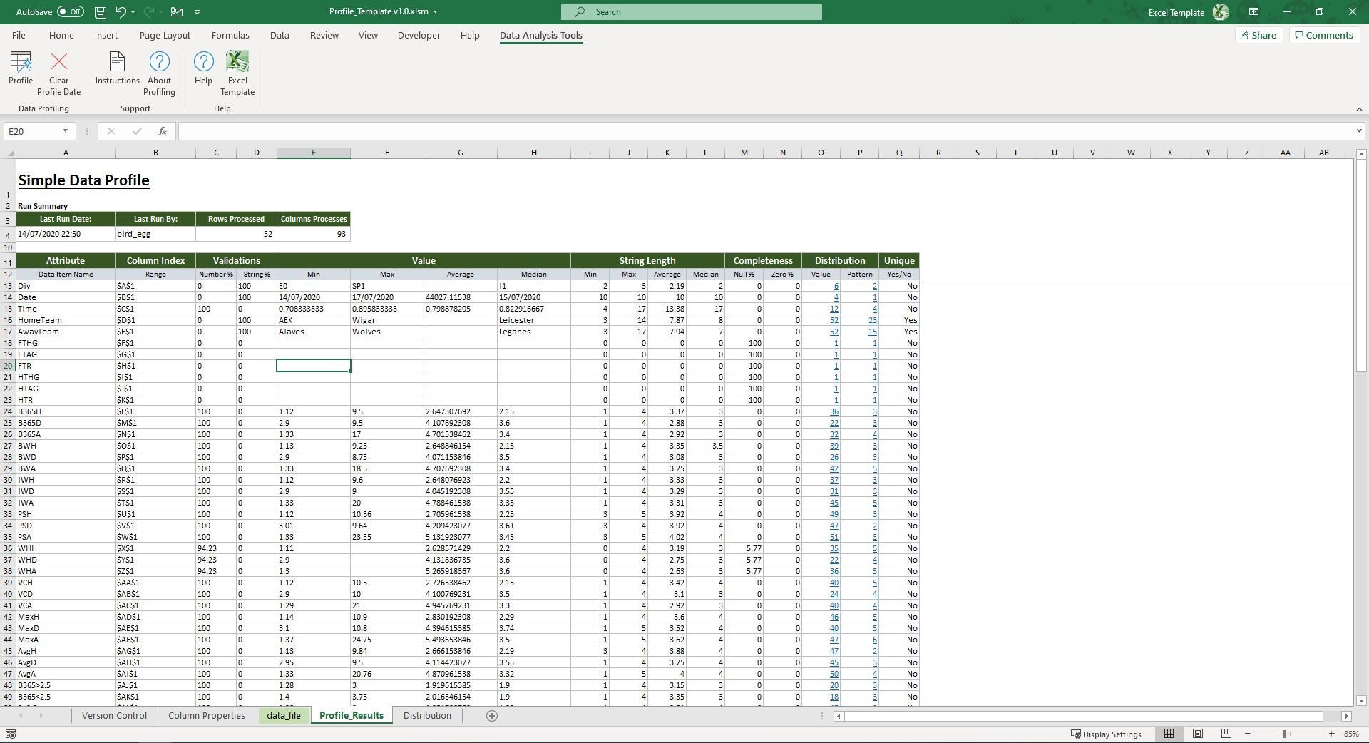 Simple Data Profiling Spreadsheet, Analysis, Data Quality, Stats, Microsoft Excel - Etsy