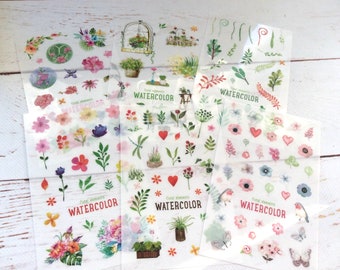 Floral sticker set/ Watercolour Journal Scrapbooking Flower | Etsy