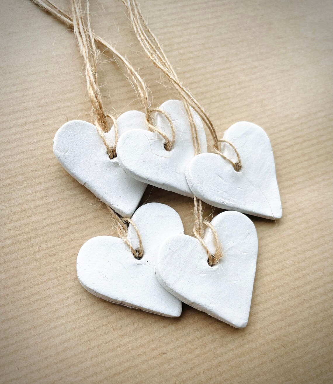 Clay Hearts Set of 5 or 10 White Rustic Scandi Aesthetic - Etsy