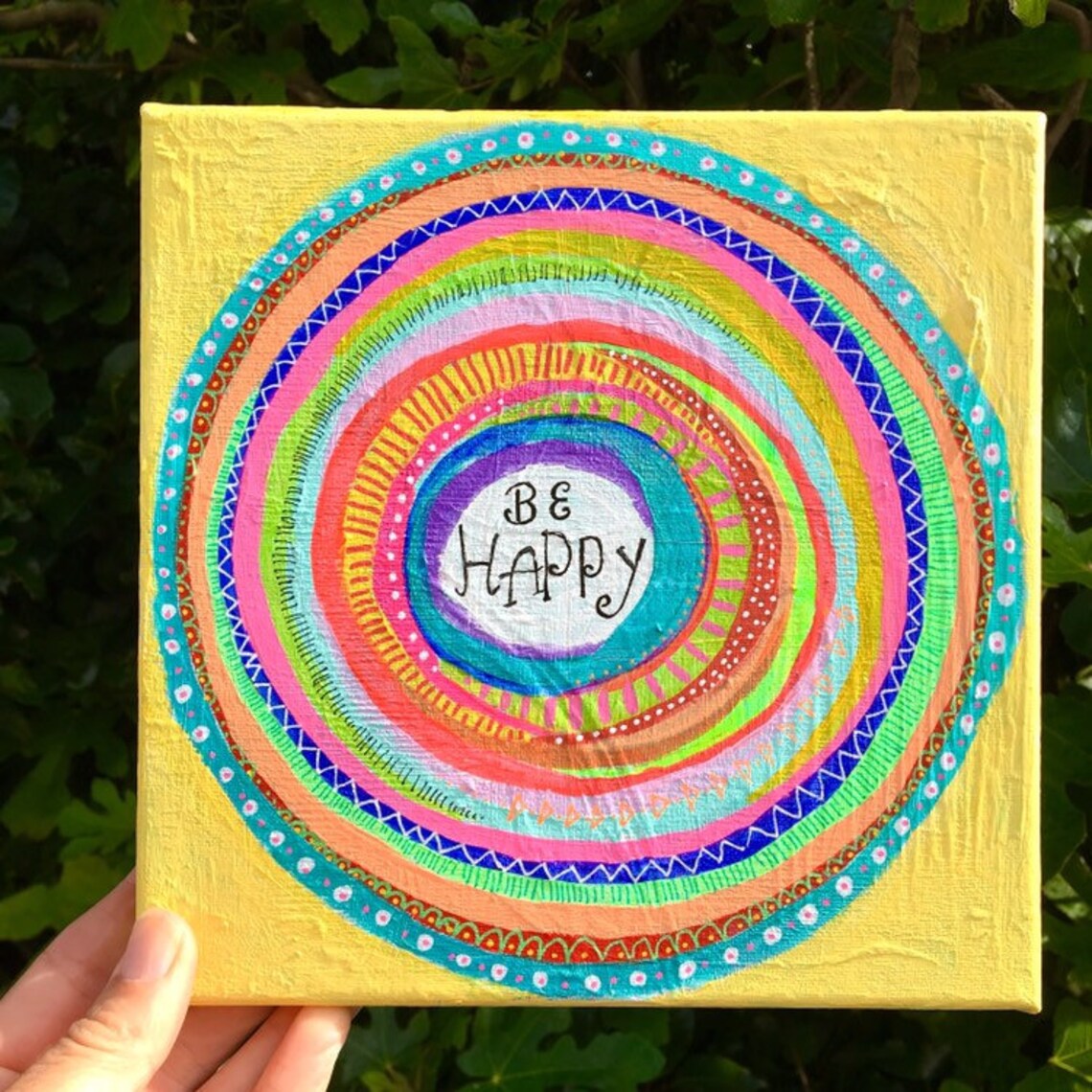 Be Happy Mandala Wall Art/ Positive Words/ Girls Room/ | Etsy