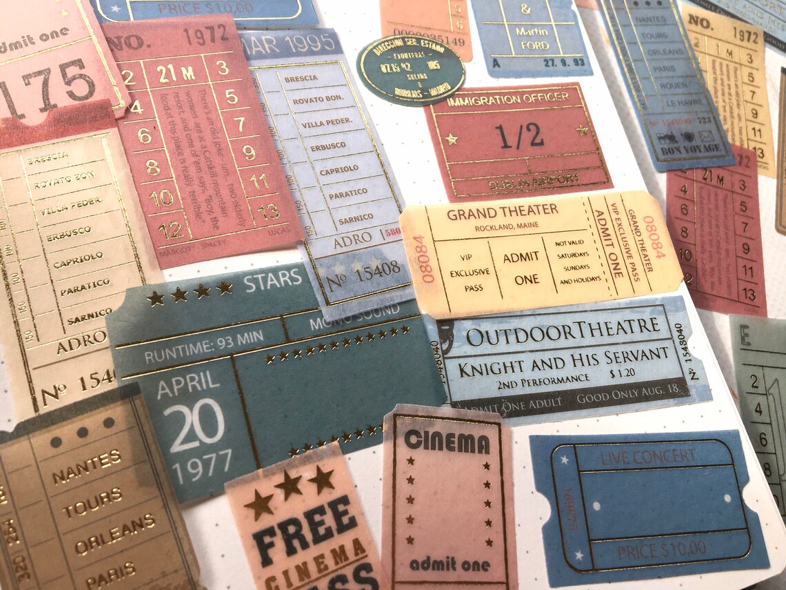 Ticket Sticker Set/ Travellers Journal Deco / Vintage Inspired - Etsy
